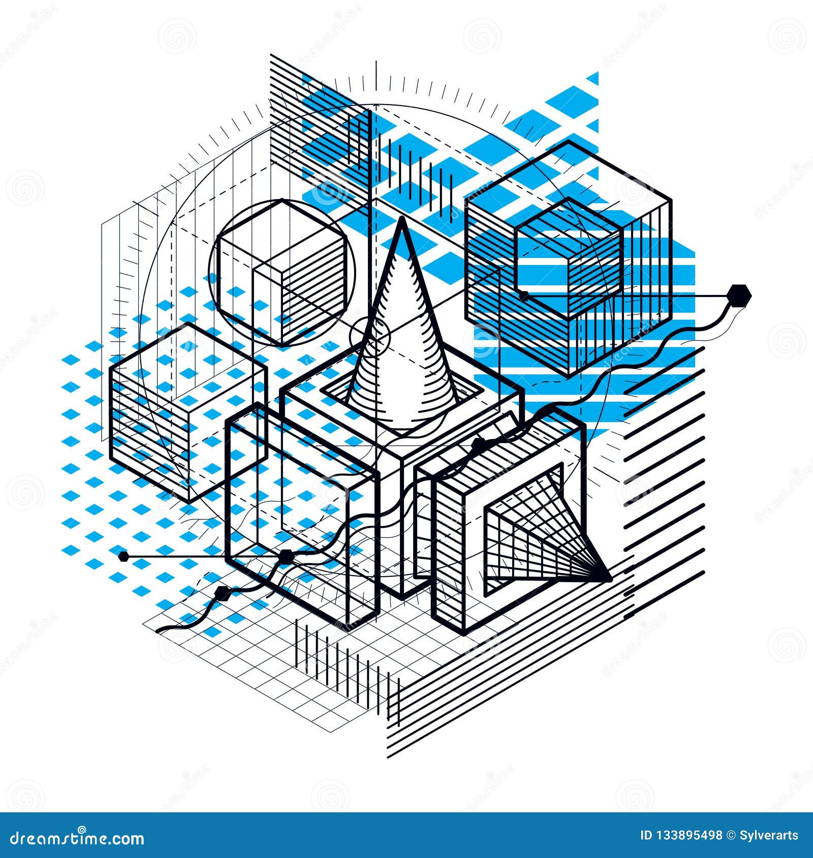 Abstract 3d Shapes Composition, Vector Isometric Background. Com Stock ...