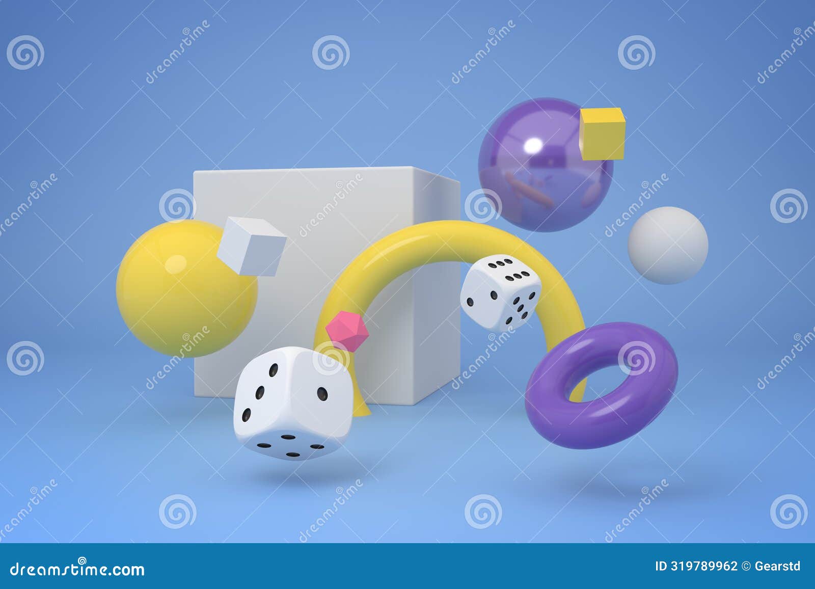 Abstract 3D Shapes and Dice in Dynamic Composition Stock Illustration ...