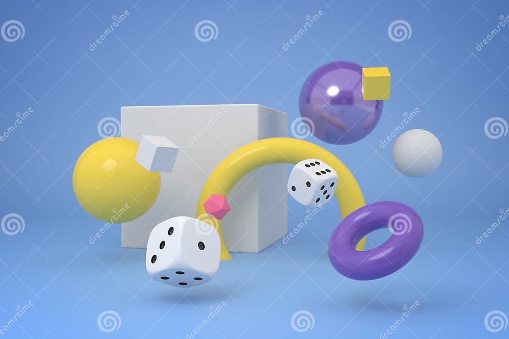 Abstract 3D Shapes and Dice in Dynamic Composition Stock Illustration ...