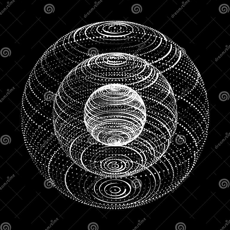Abstract 3d Sphere Made of Points. Abstract Globe Grid on Dark ...