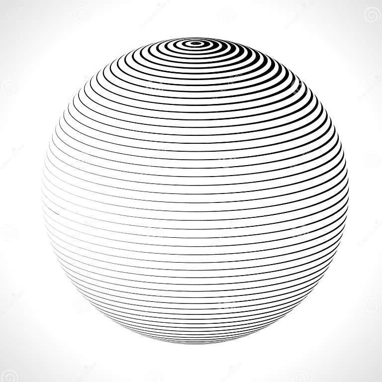 Abstract 3D Sphere with Stripes, Lines. Vector Illustration. Stock ...
