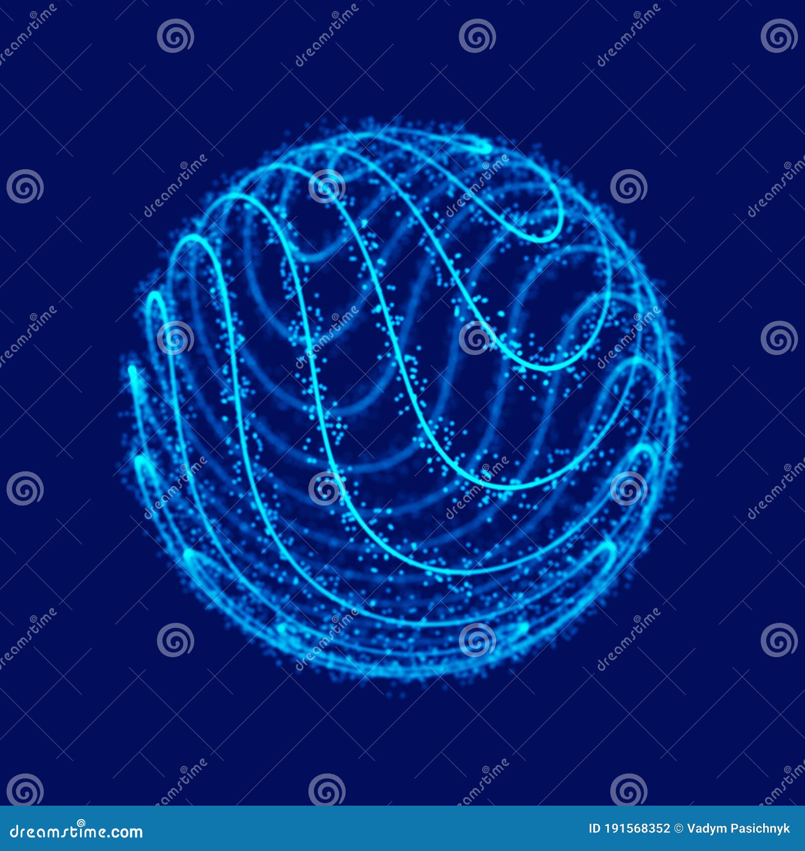 Abstract 3d Sphere. Sphere with Twist Lines. Glowing Lines Twisting ...