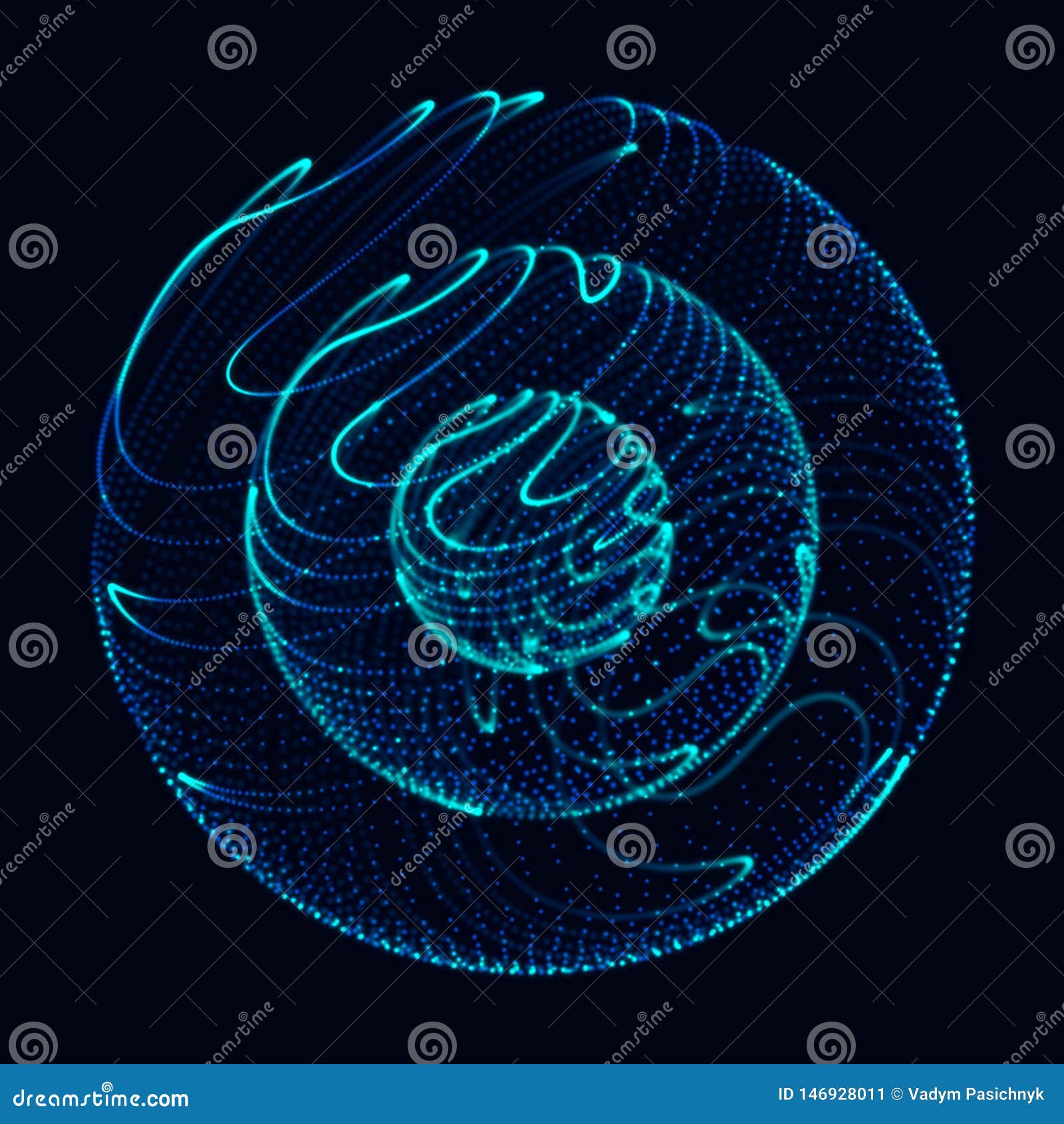 Abstract 3d Sphere. Sphere with Twist Lines. Glowing Lines Twisting ...