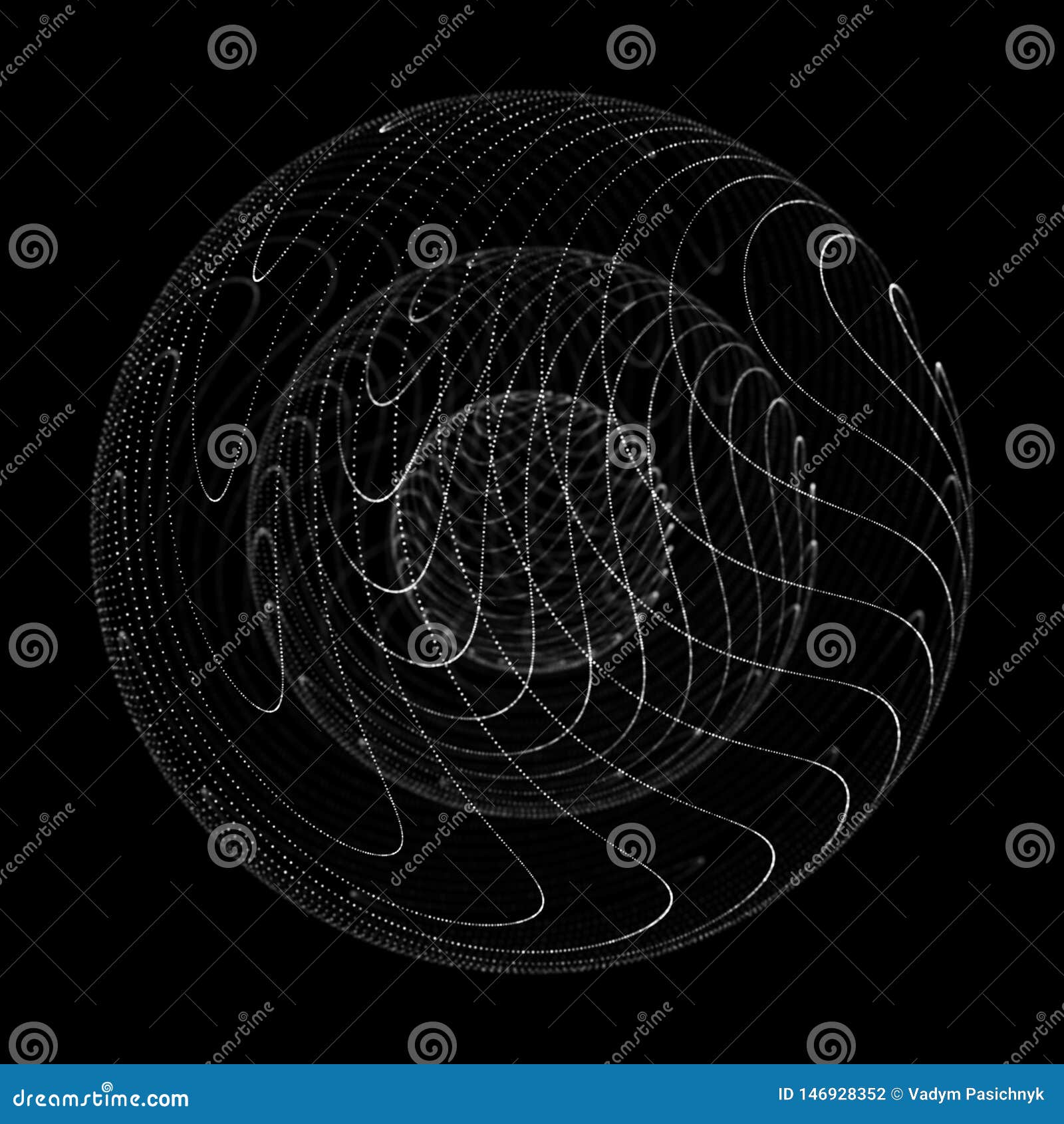 Abstract 3d Sphere. Sphere with Twist Lines. Glowing Lines Twisting ...
