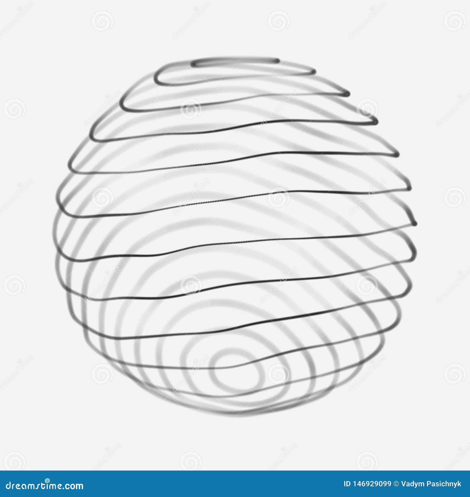 Abstract 3d Sphere. Sphere with Twist Lines. Glowing Lines Twisting ...