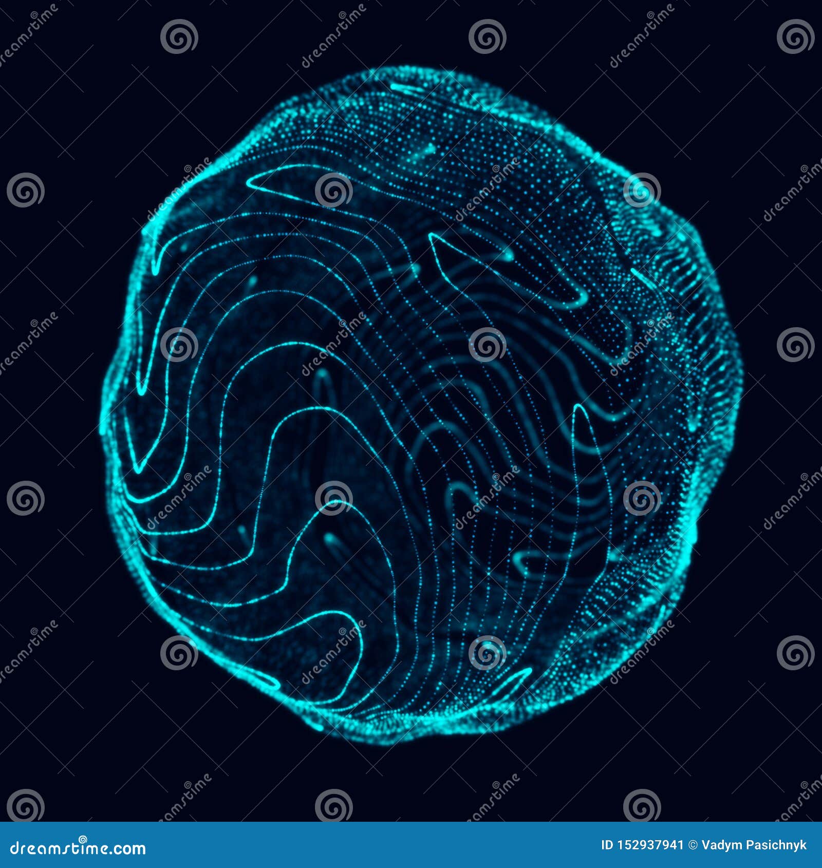 Abstract 3d Sphere. Sphere with Twist Lines. Glowing Lines Twisting ...