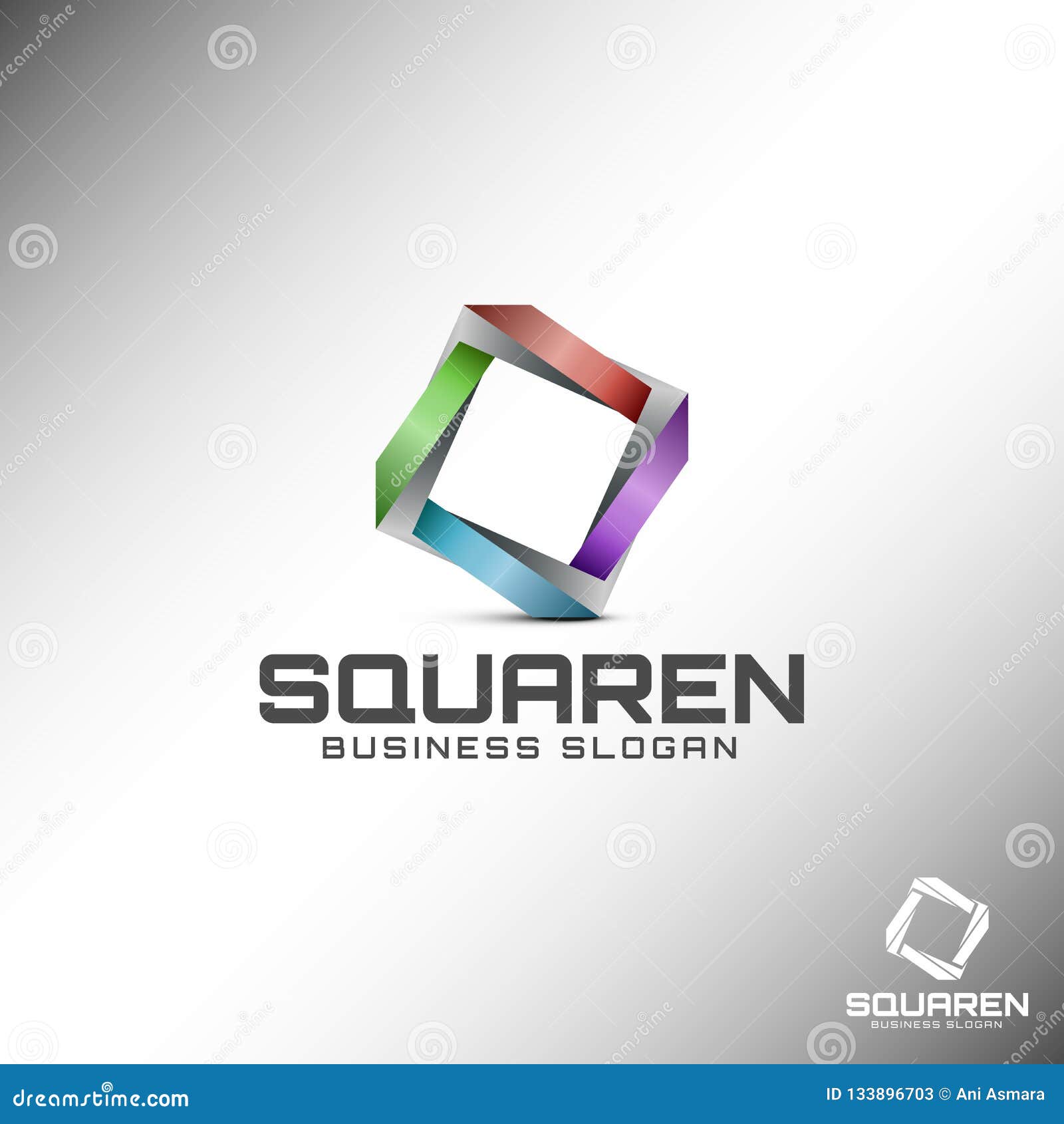 Abstract 3D Square Logo Template Stock Vector - Illustration of stylish ...