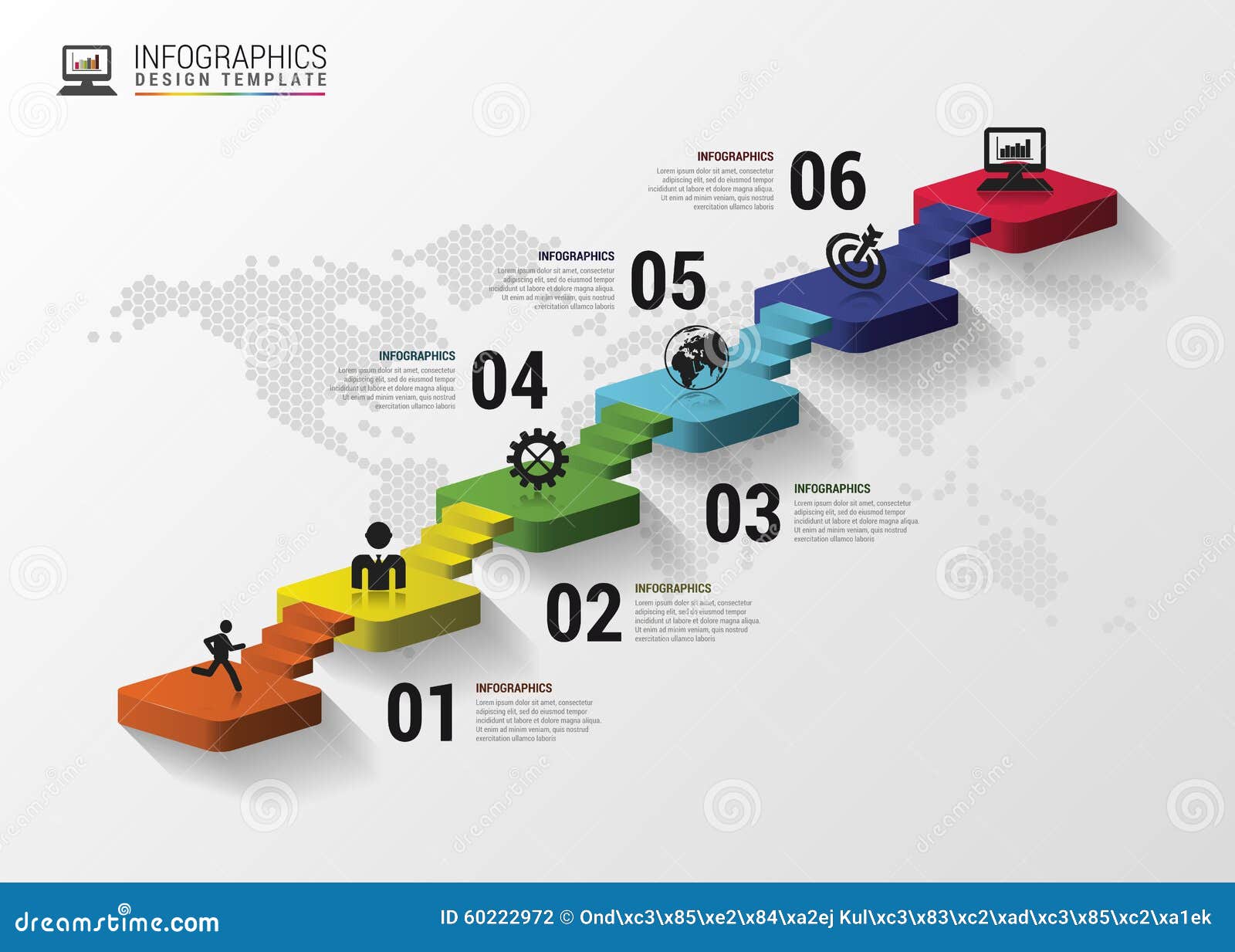3D Stairs Infographics Template For Business, Education, Web Design ...