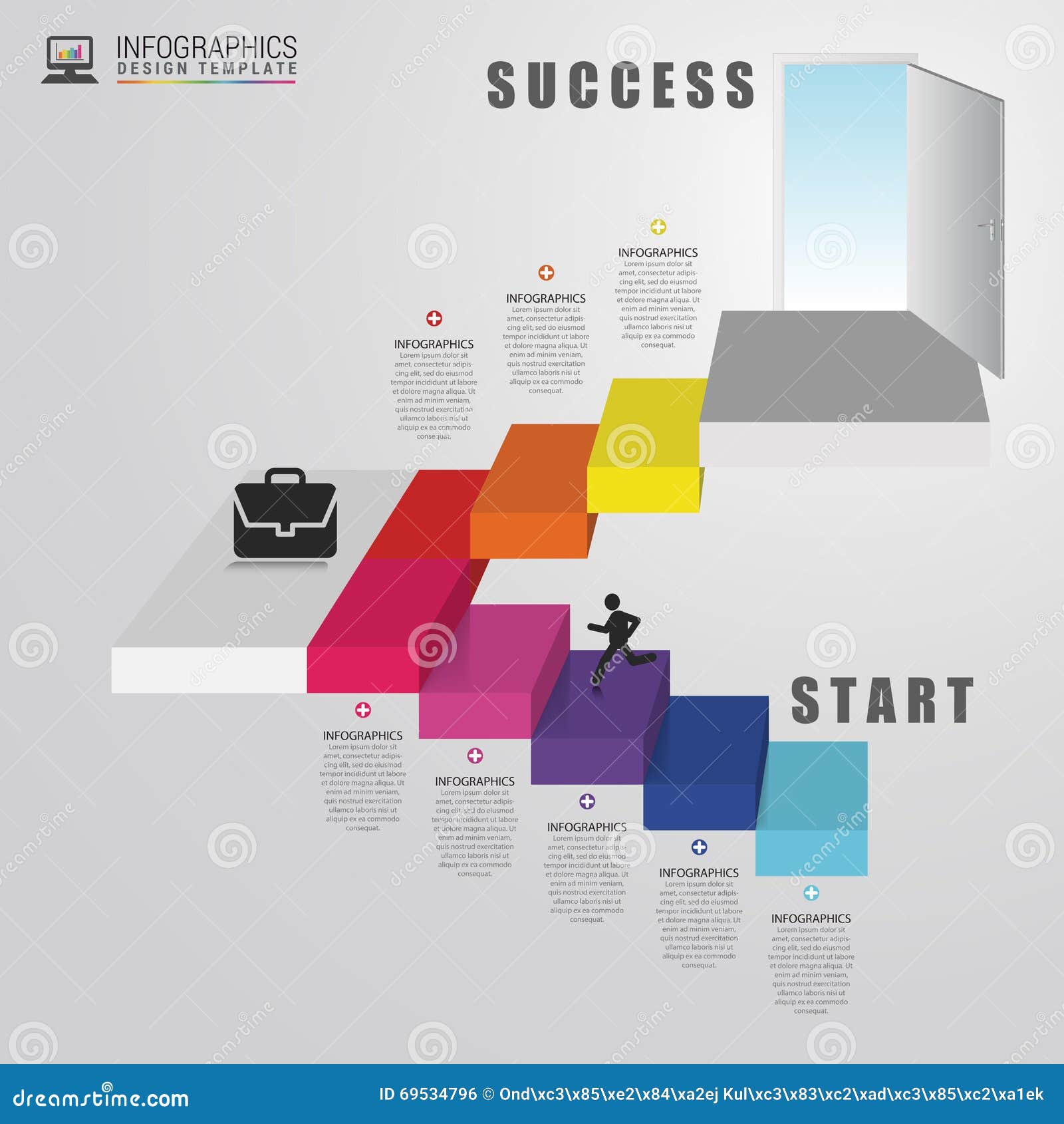 Abstract 3d Stairs Infographics or Timeline Template. Vector Stock ...