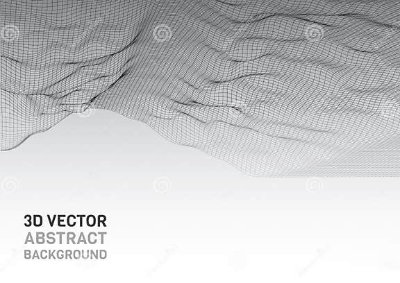 Abstract 3d Surface. Distortion of Space and Matter. Modern Technology ...