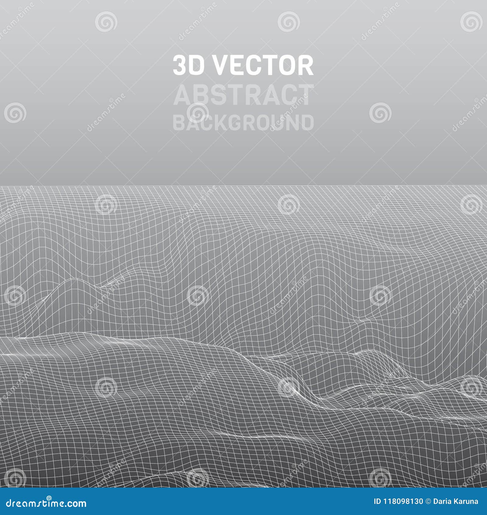 Abstract 3d Surface. Distortion of Space and Matter. Modern Technology ...