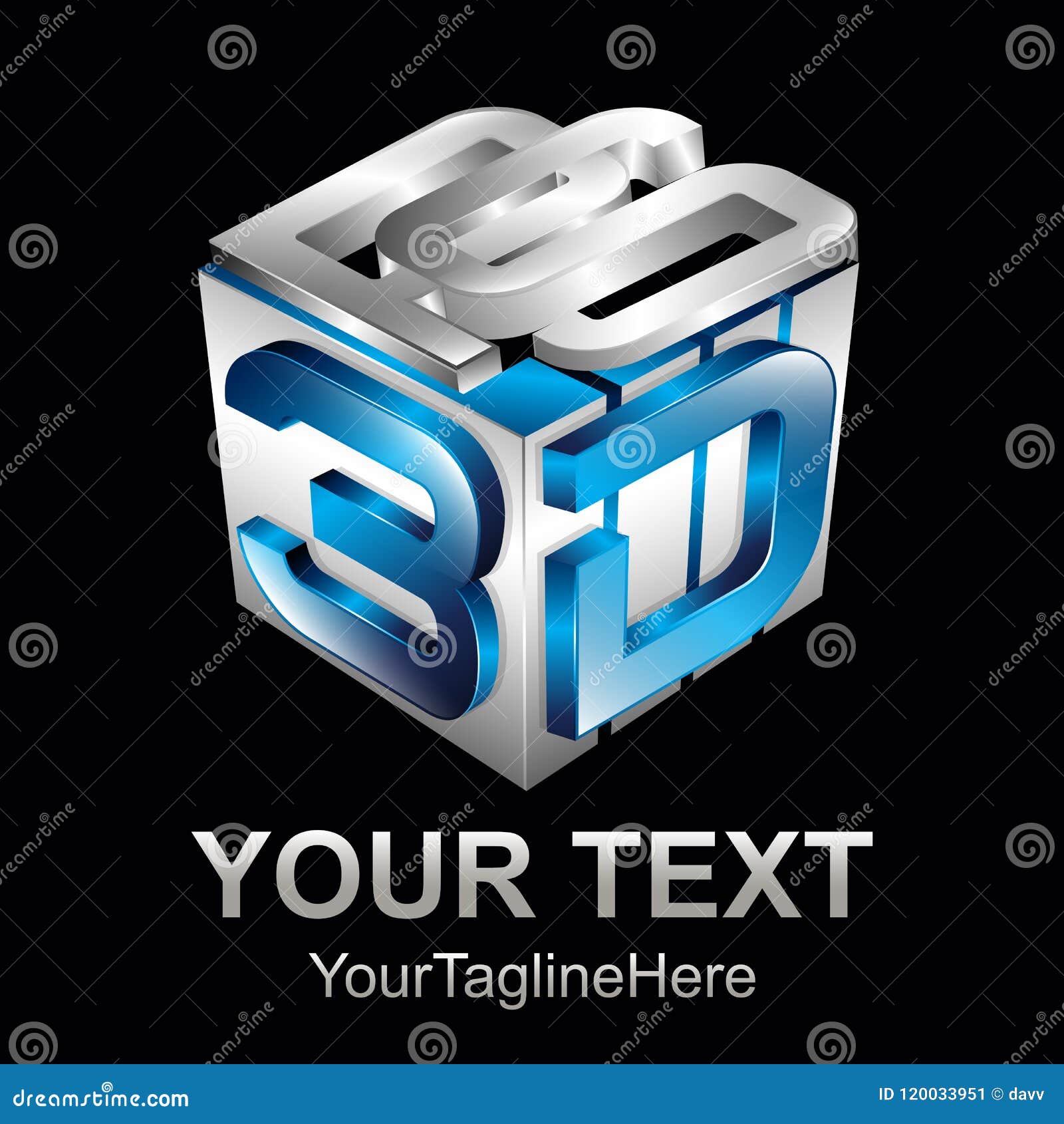 Abstract 3d Text Shape Vector Icon Logo Illustration. 3d Shape ...