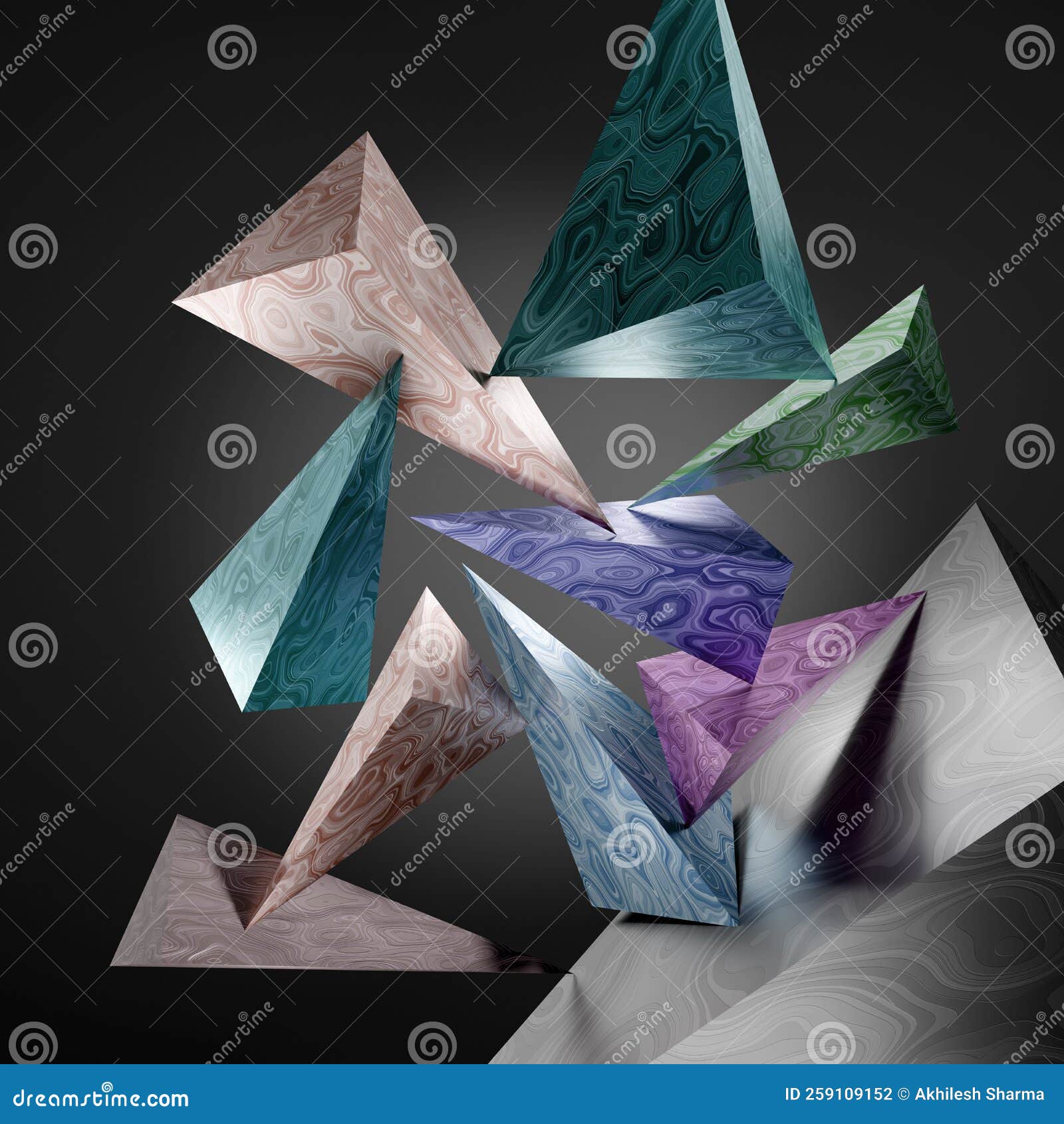 Abstract 3D Triangles Geometric Shapes with Random Patterns- 3D ...