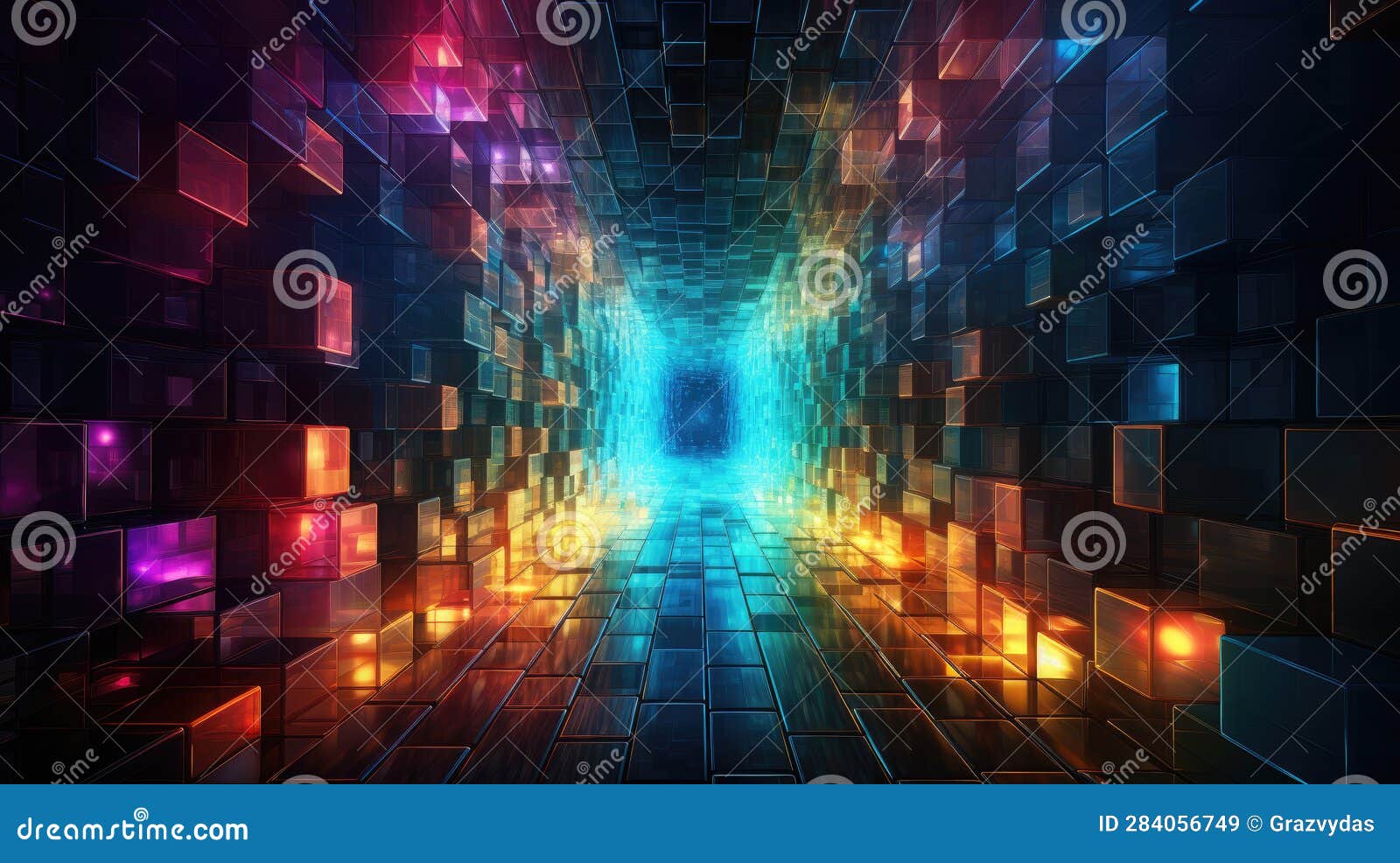 Color Cubes in Rectangular Shapes Flowing into One Direction. AI ...