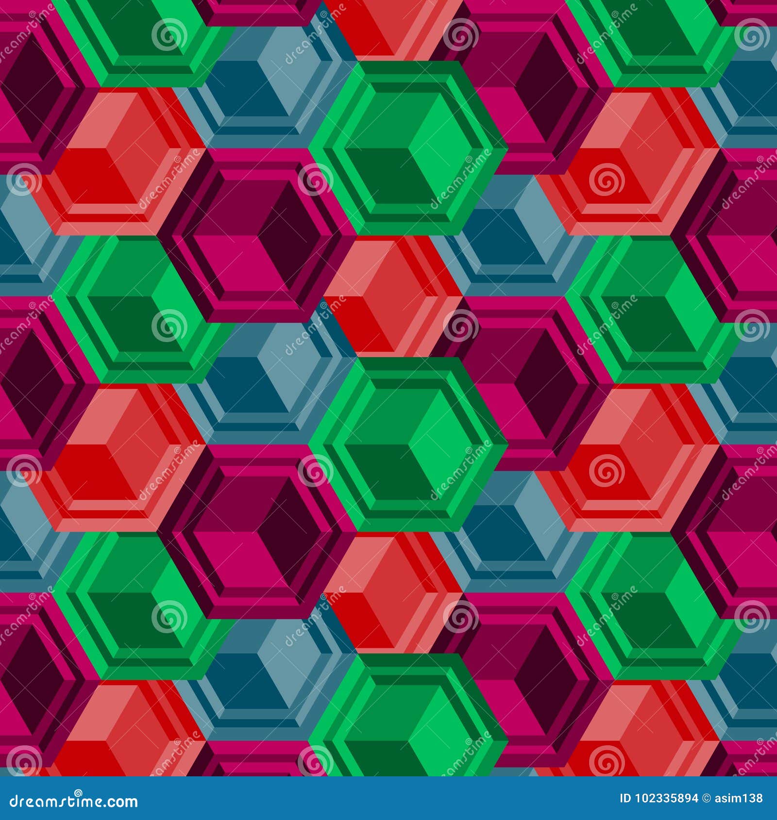 Abstract 3d Vector Seamless Pattern Collage with Cubes Stock Vector ...