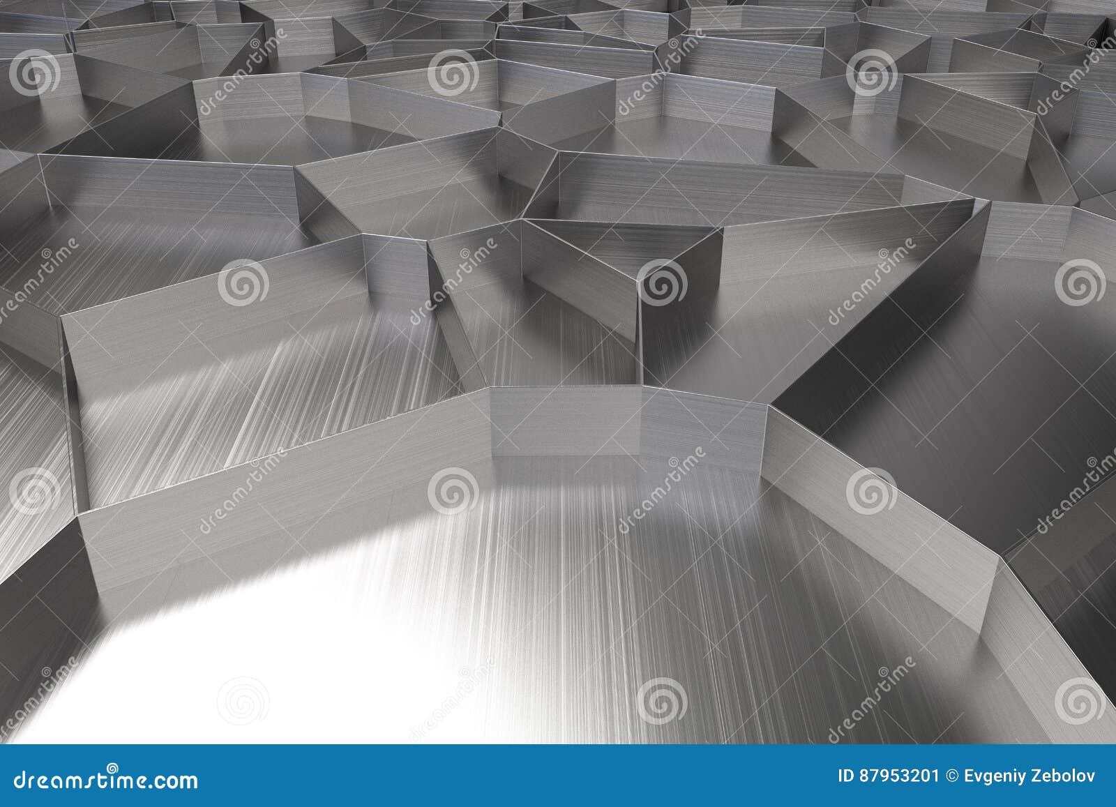 Abstract 3d Voronoi Grate on Brushed Metal Background Stock ...