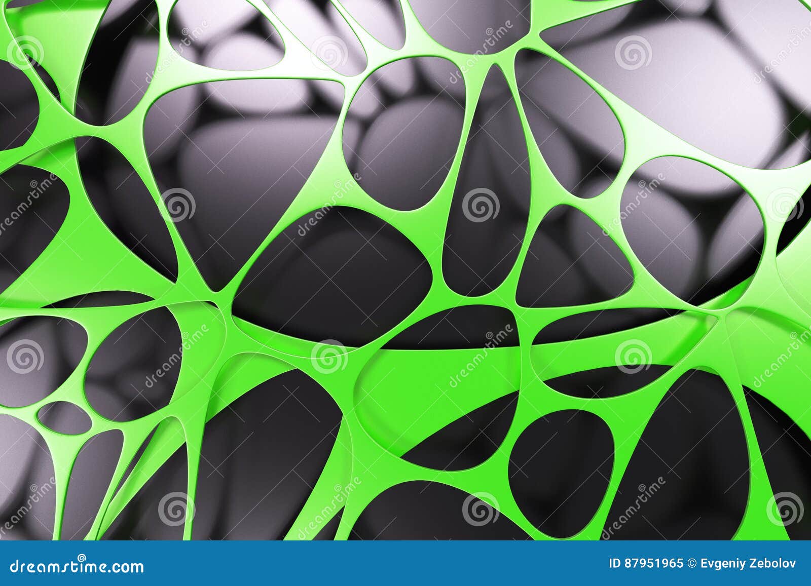 Abstract 3d Voronoi Organic Structure on Black Background Stock ...