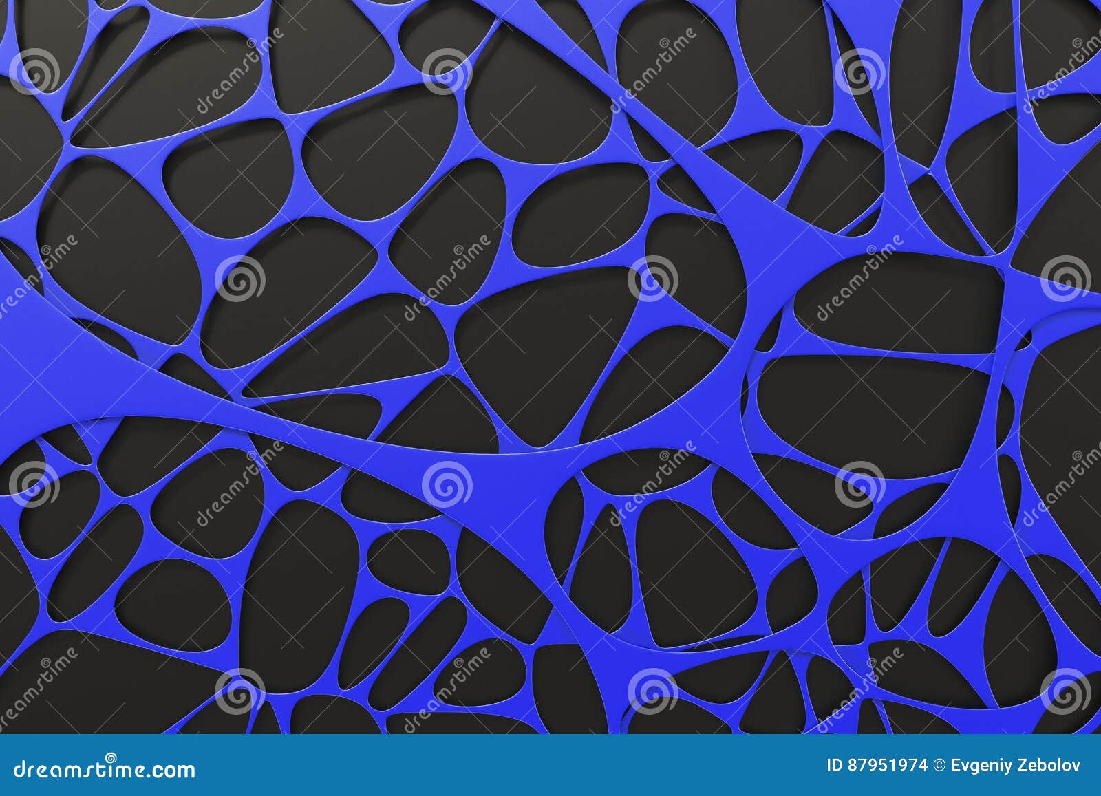 Abstract 3d Voronoi Organic Structure on Black Background Stock ...