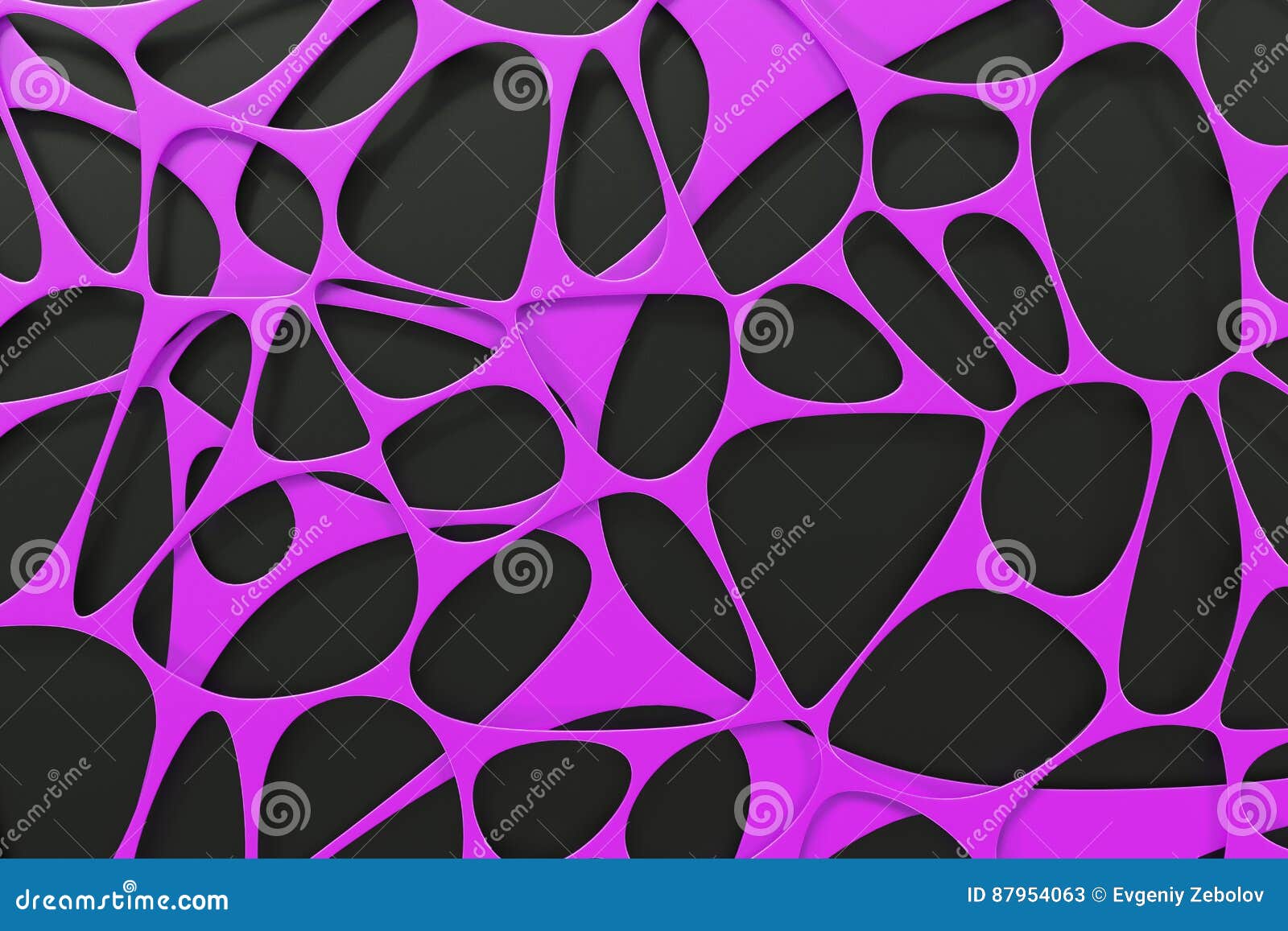 Abstract 3d Voronoi Organic Structure on Black Background Stock ...