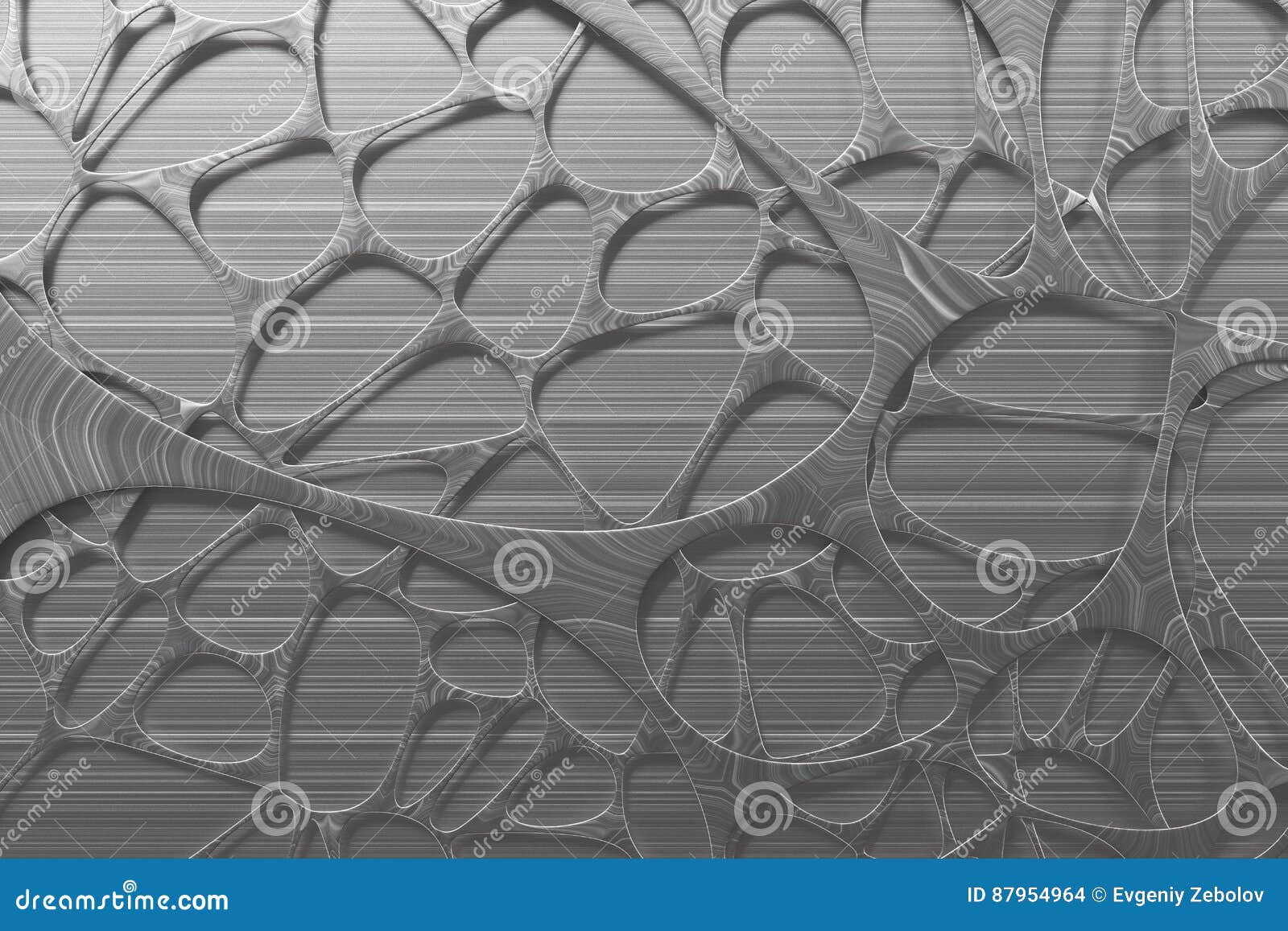 Abstract 3d Voronoi Organic Structure Made of Brushed Metal Stock ...