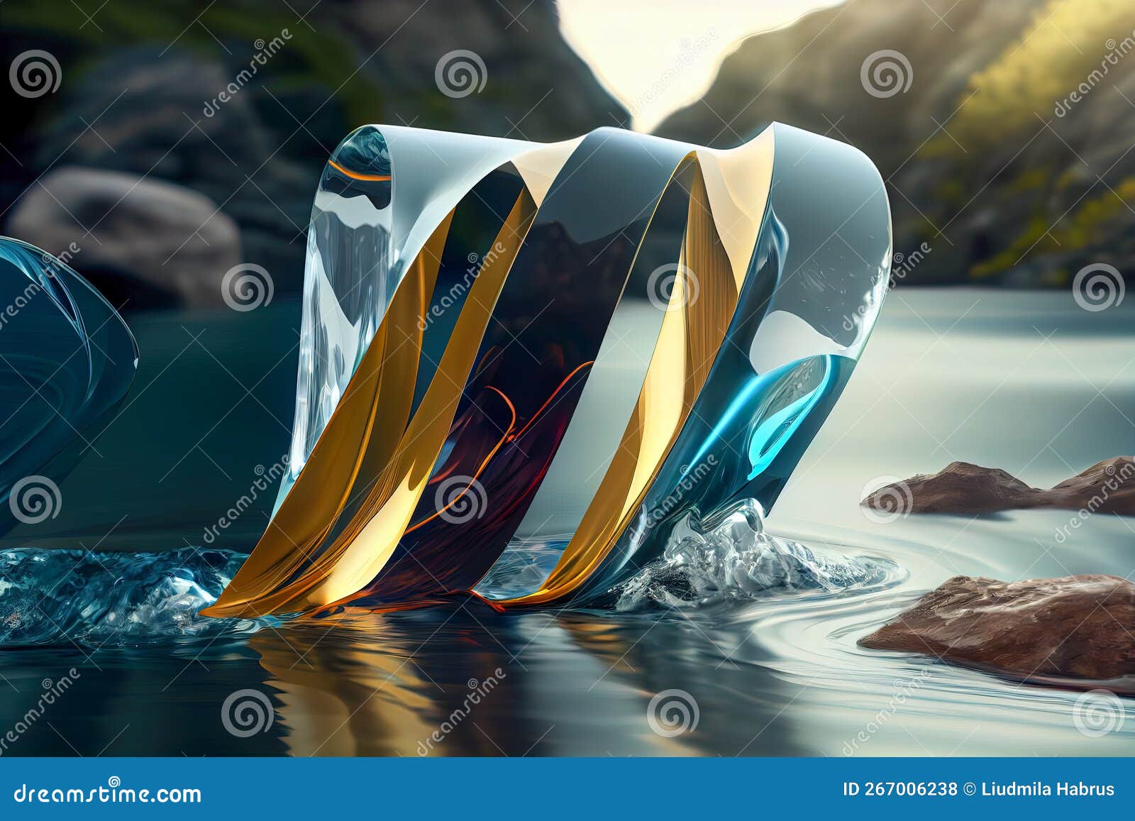 Abstract 3d Water Shapes. Generative AI Stock Illustration ...