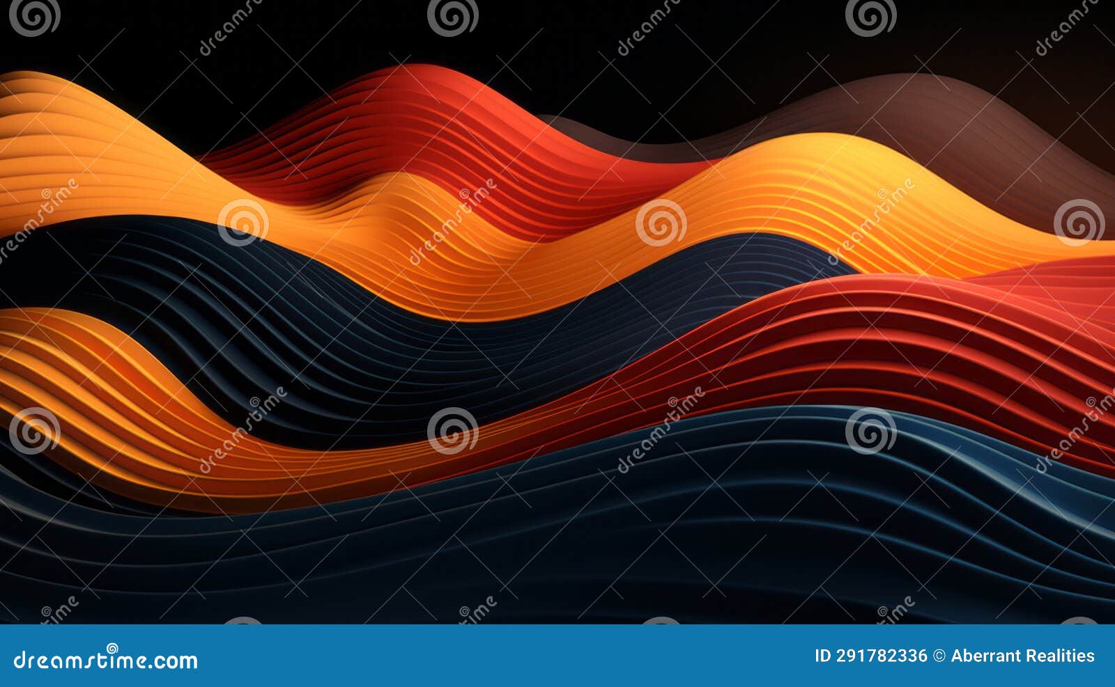 Abstract 3d Wave Background with Orange Blue and Red Colors Stock ...