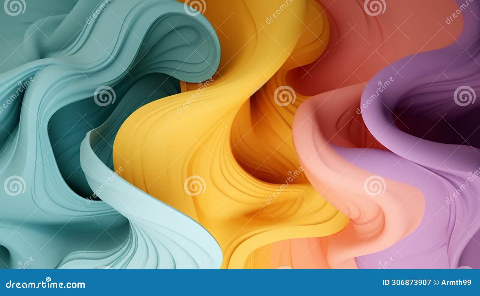 Abstract 3D Wavy Liquid Background. Multicolored Wavy Surface Stock ...