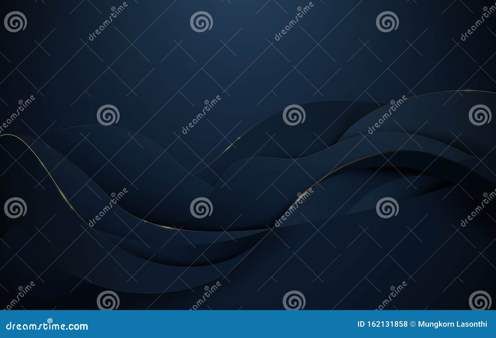 Abstract 3d Wavy Pattern Luxury Dark Blue with Gold Background Stock ...