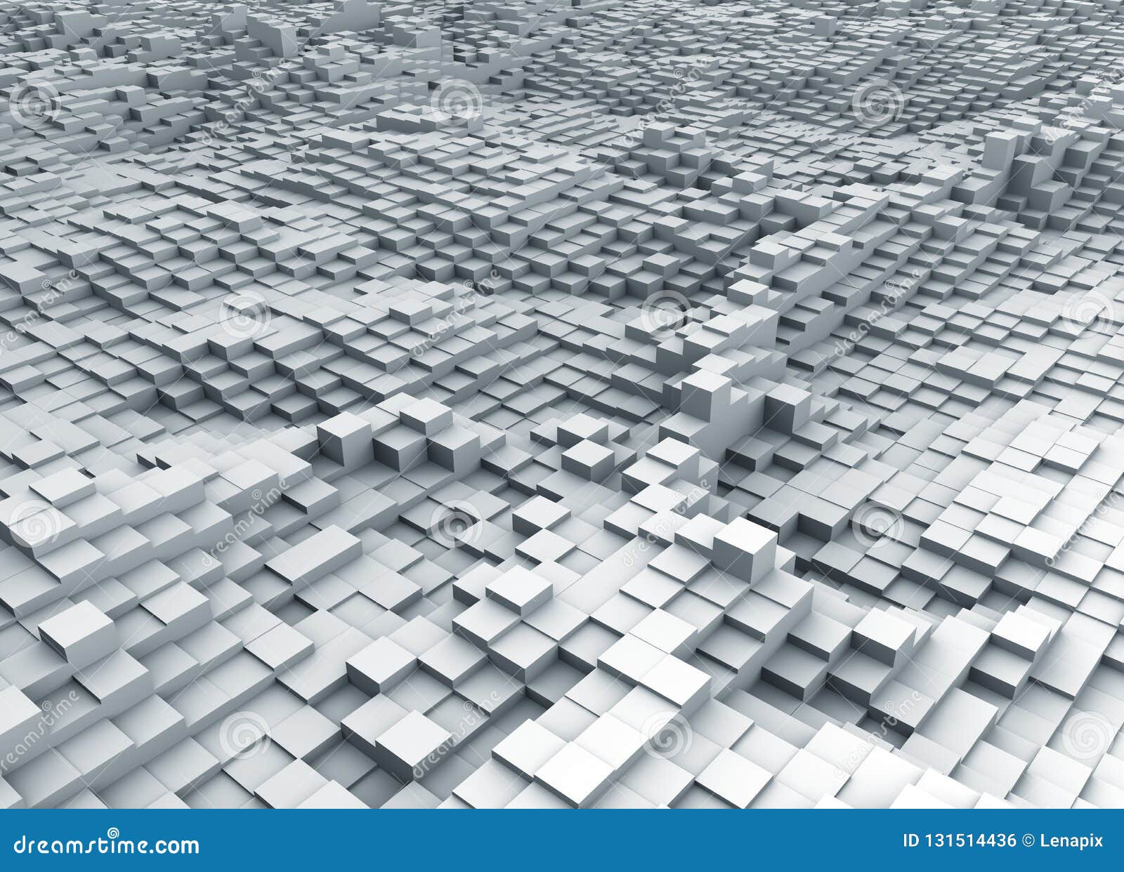 Abstract 3D White Cubes Topographic Background. Stock Illustration ...