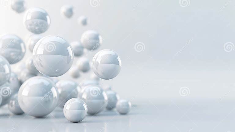 Abstract 3D White Spheres Floating Gracefully on a Soft Gradient ...