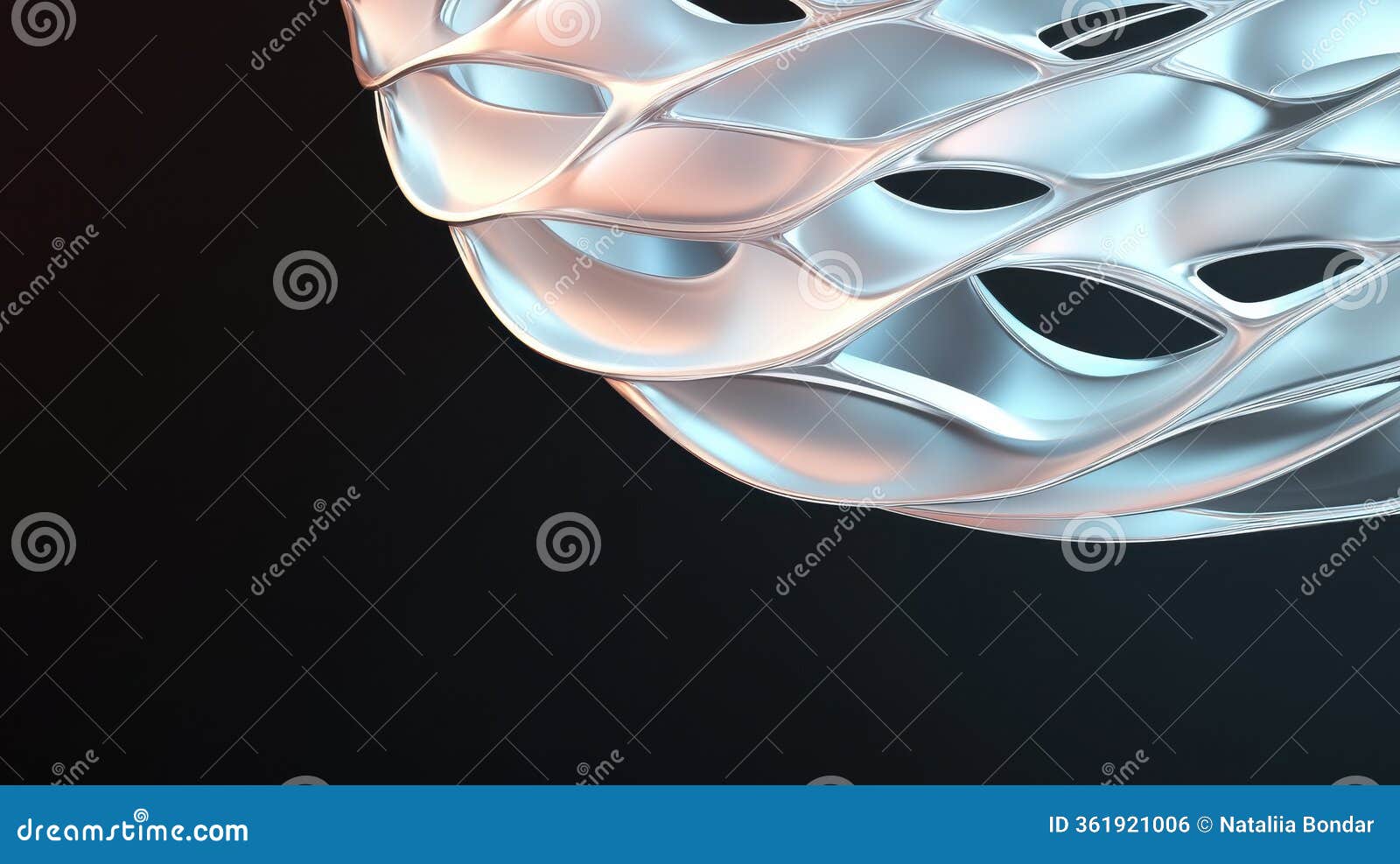 Abstract 3d White Structure with Wavy Organic Shapes on Dark Background ...