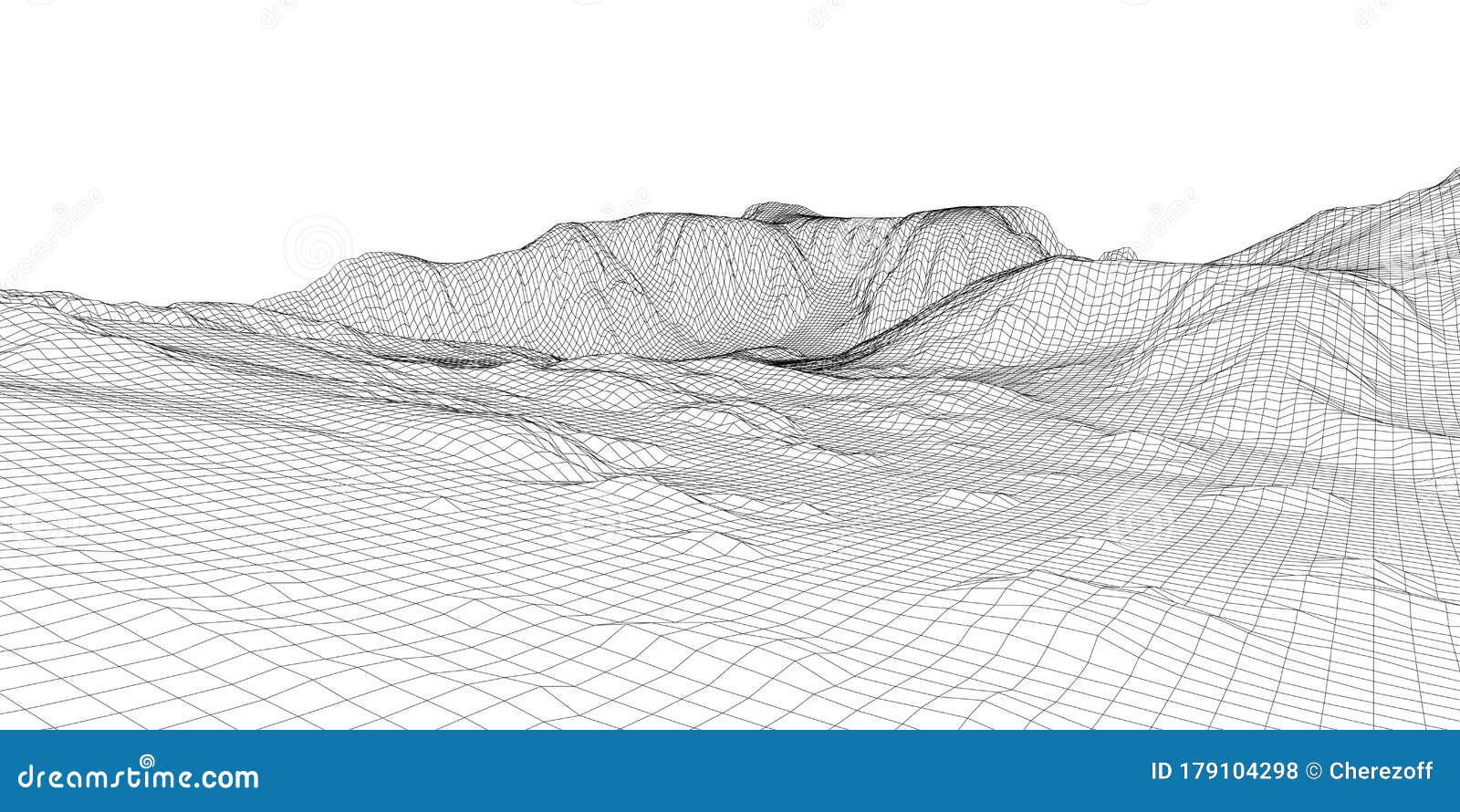 Abstract 3d Wire-frame Landscape. Blueprint Style Stock Vector ...