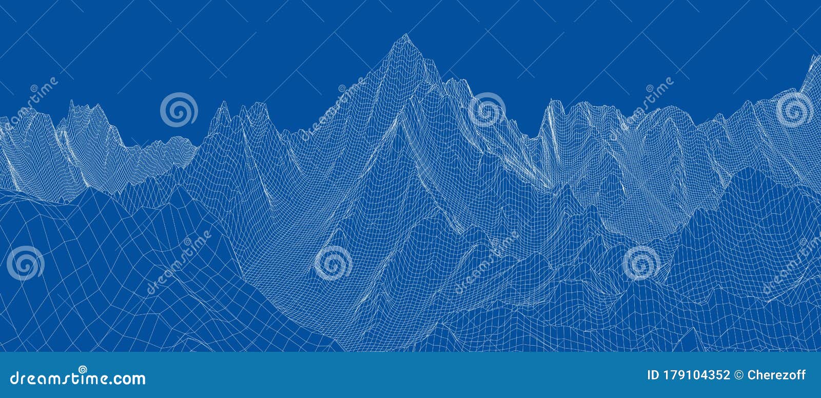 Abstract 3d Wire-frame Landscape. Blueprint Style Stock Vector ...