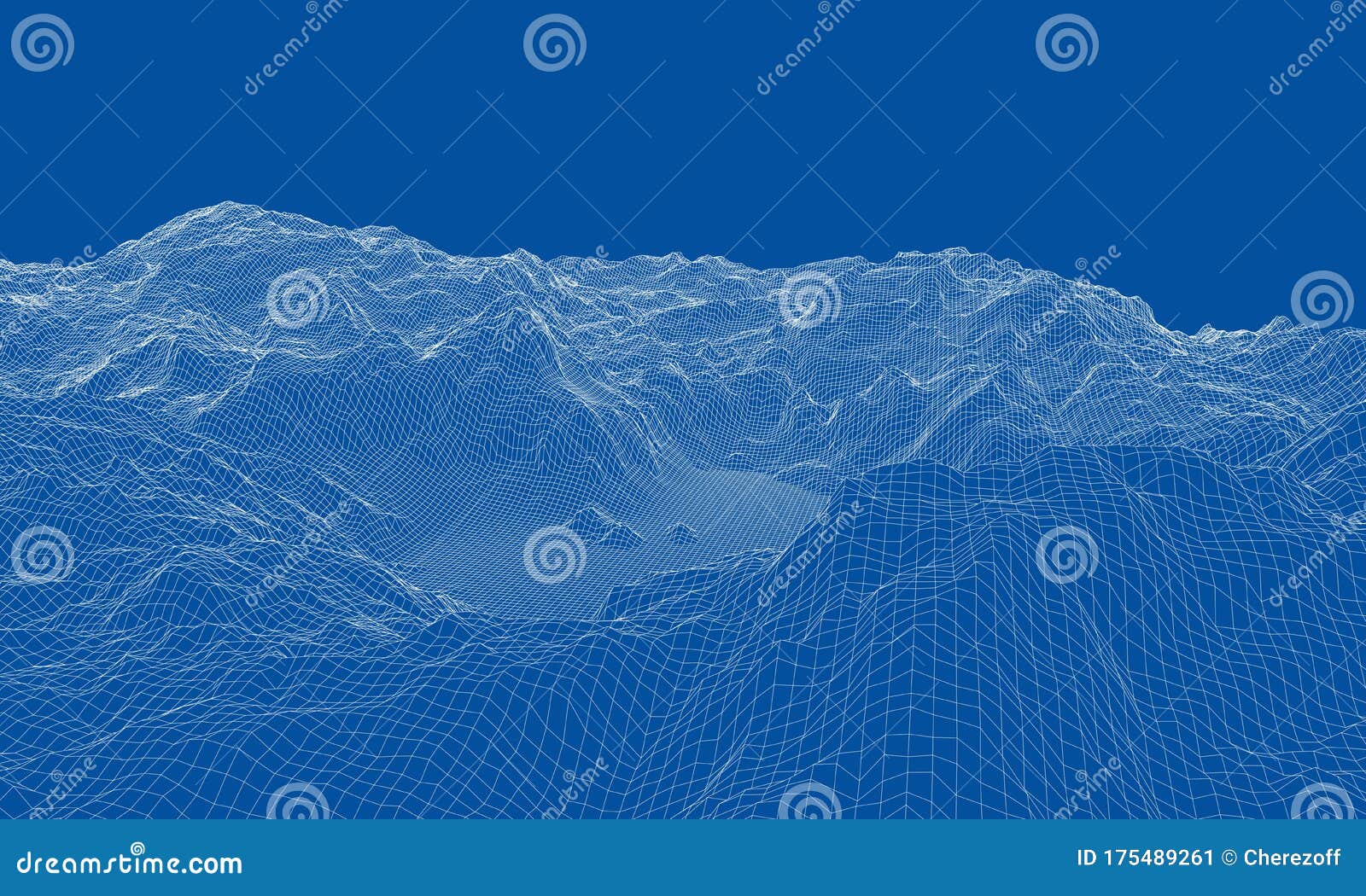 Abstract 3d Wire-frame Landscape. Blueprint Style Stock Vector ...