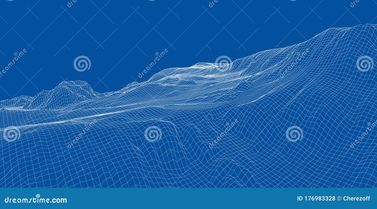 Abstract 3d Wire-frame Landscape. Blueprint Style Stock Vector ...
