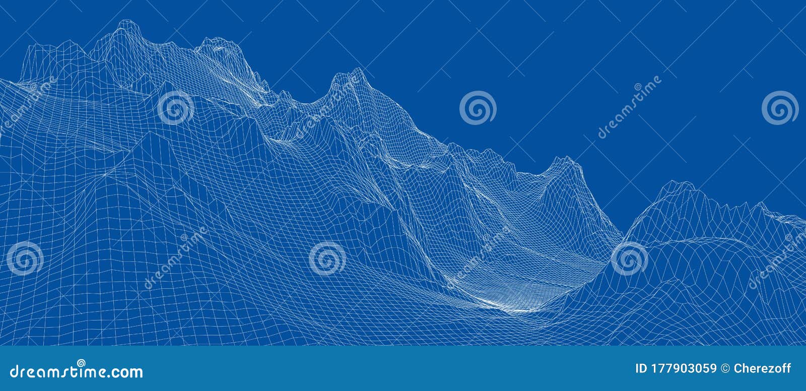 Abstract 3d Wire-frame Landscape. Blueprint Style Stock Vector ...