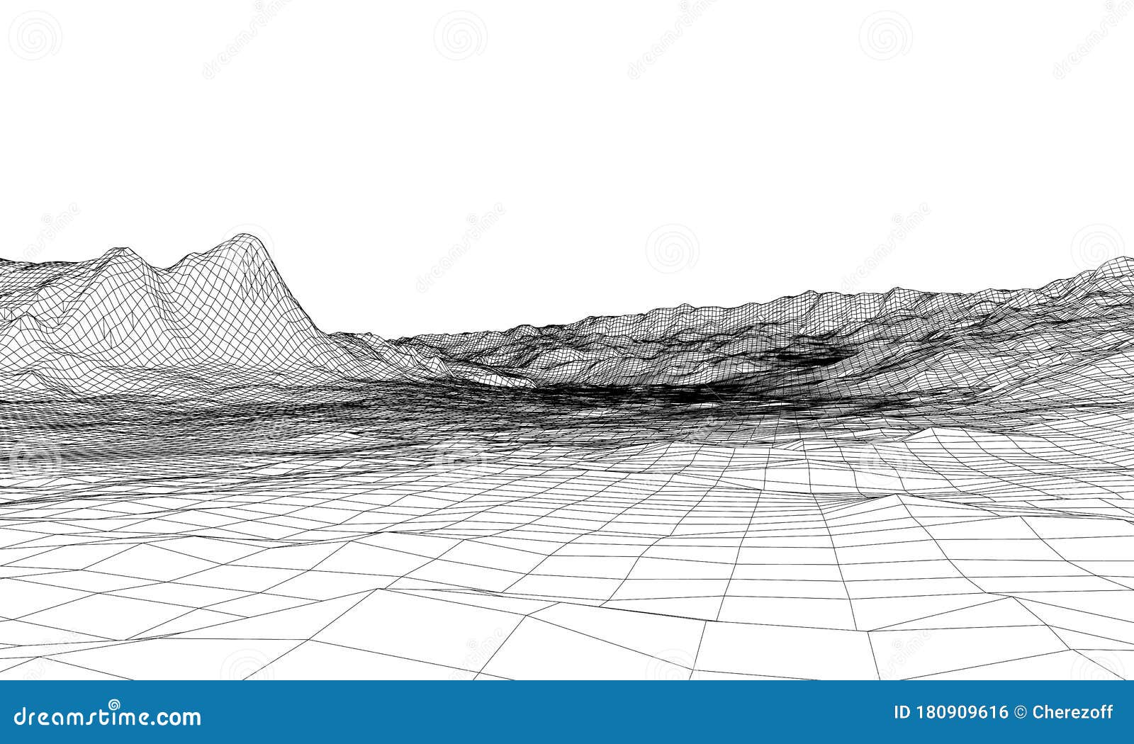 Abstract 3d Wire-frame Landscape. Blueprint Style Stock Vector ...