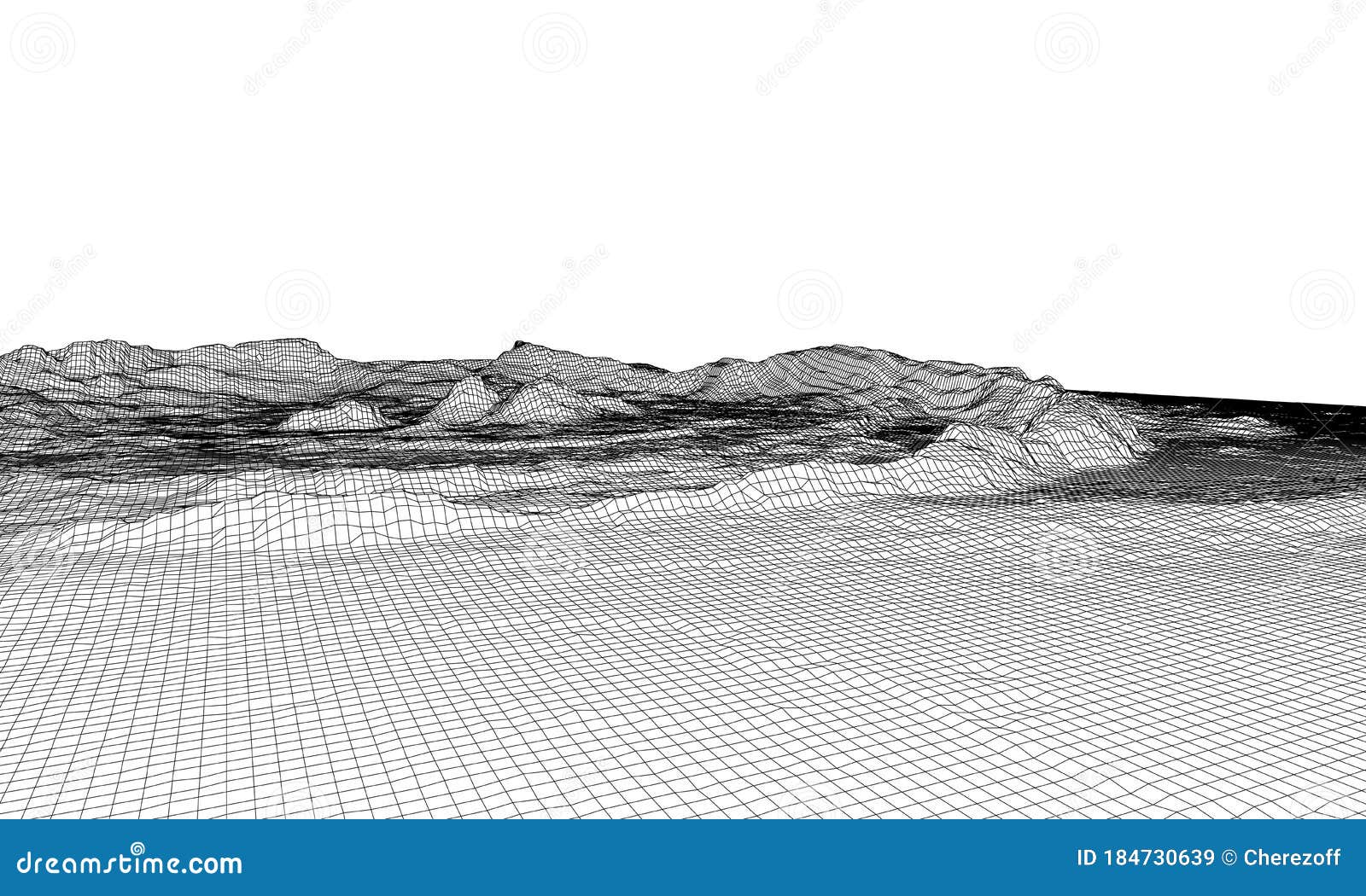 Abstract 3d Wire-frame Landscape. Blueprint Style Stock Vector ...