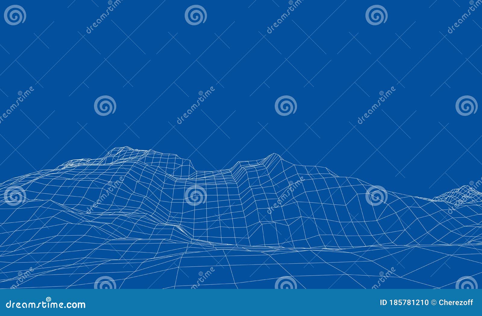 Abstract 3d Wire-frame Landscape. Blueprint Style Stock Vector ...