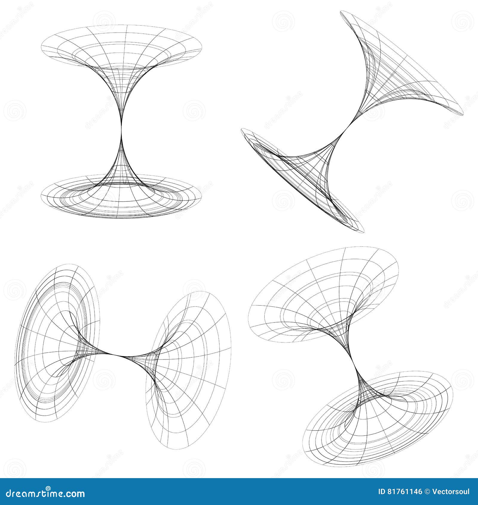 Abstract 3d Wireframe Objects. 3d, Spatial Shapes Set at 4 Angle Stock ...