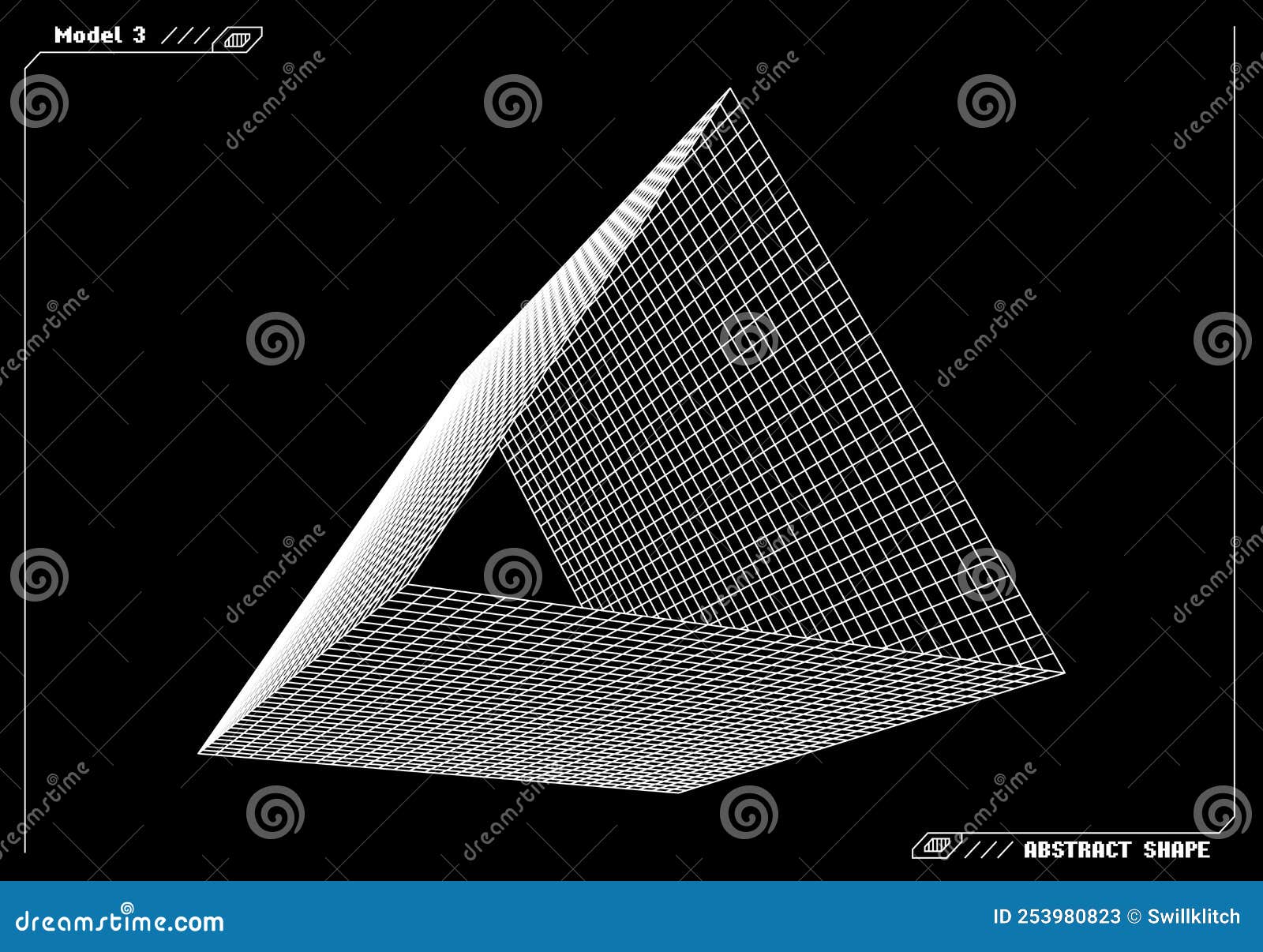 Abstract 3d Wireframe Shape or Basic Element with Open Edge. Science ...