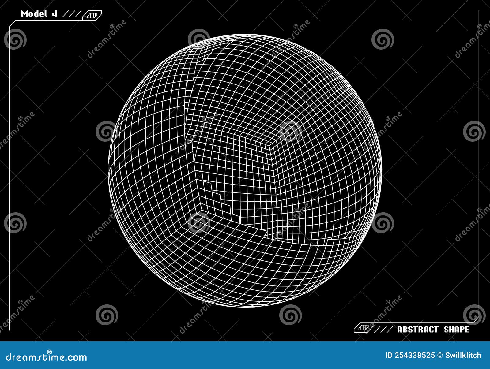 Abstract 3d Wireframe Shape or Basic Element with Open Edge. Science ...