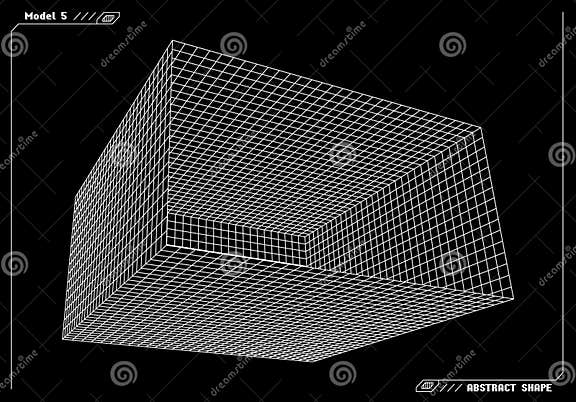 Abstract 3d Wireframe Shape or Basic Element with Open Edge. Science and Technology Geometric ...