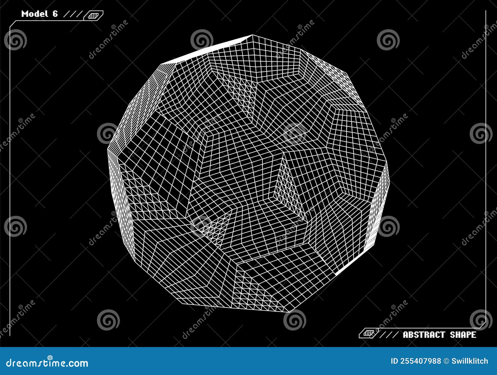 Abstract 3d Wireframe Shape or Basic Element with Open Edge. Science ...