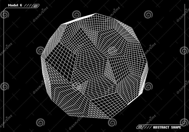 Abstract 3d Wireframe Shape or Basic Element with Open Edge. Science and Technology Geometric ...