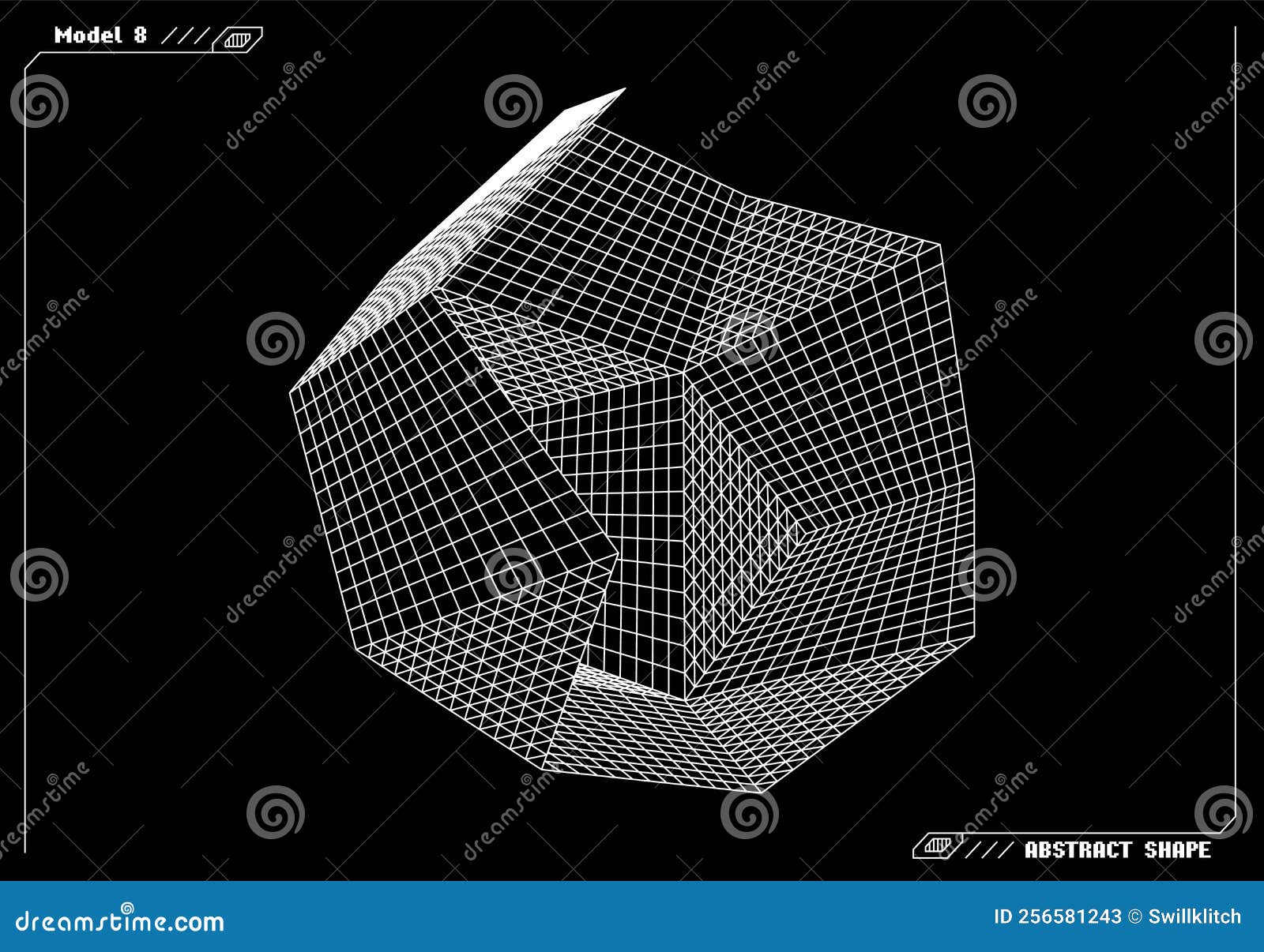 Abstract 3d Wireframe Shape or Basic Element with Open Edge. Science ...