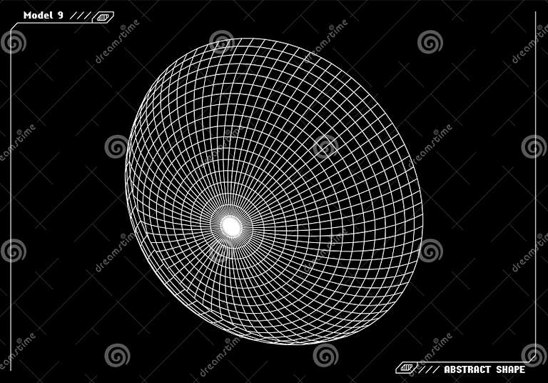 Abstract 3d Wireframe Shape or Basic Element with Open Edge. Science and Technology Geometric ...