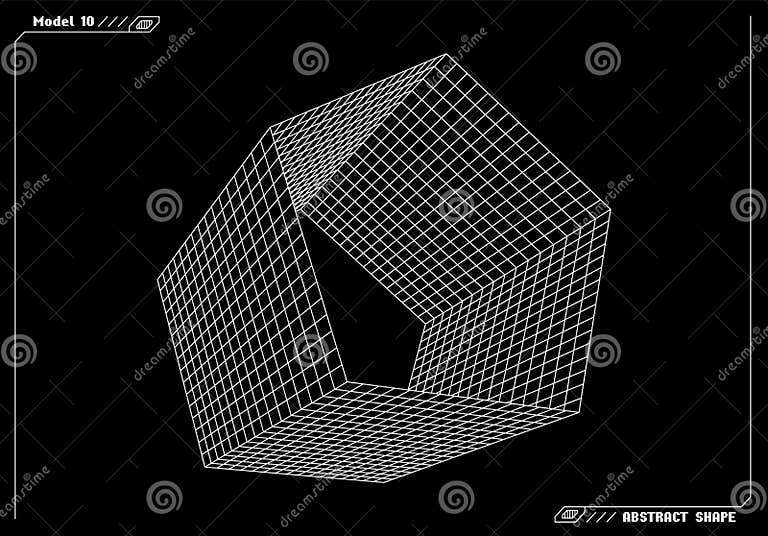 Abstract 3d Wireframe Shape or Basic Element with Open Edge. Science ...