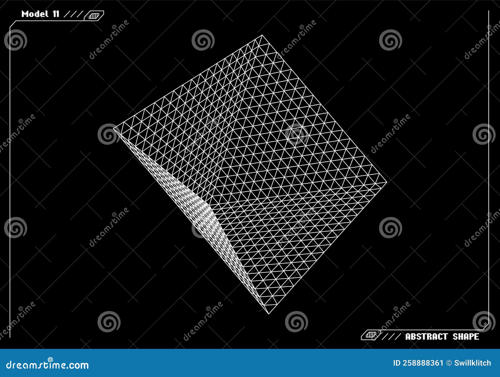 Abstract 3d Wireframe Shape or Basic Element with Open Edge. Science ...