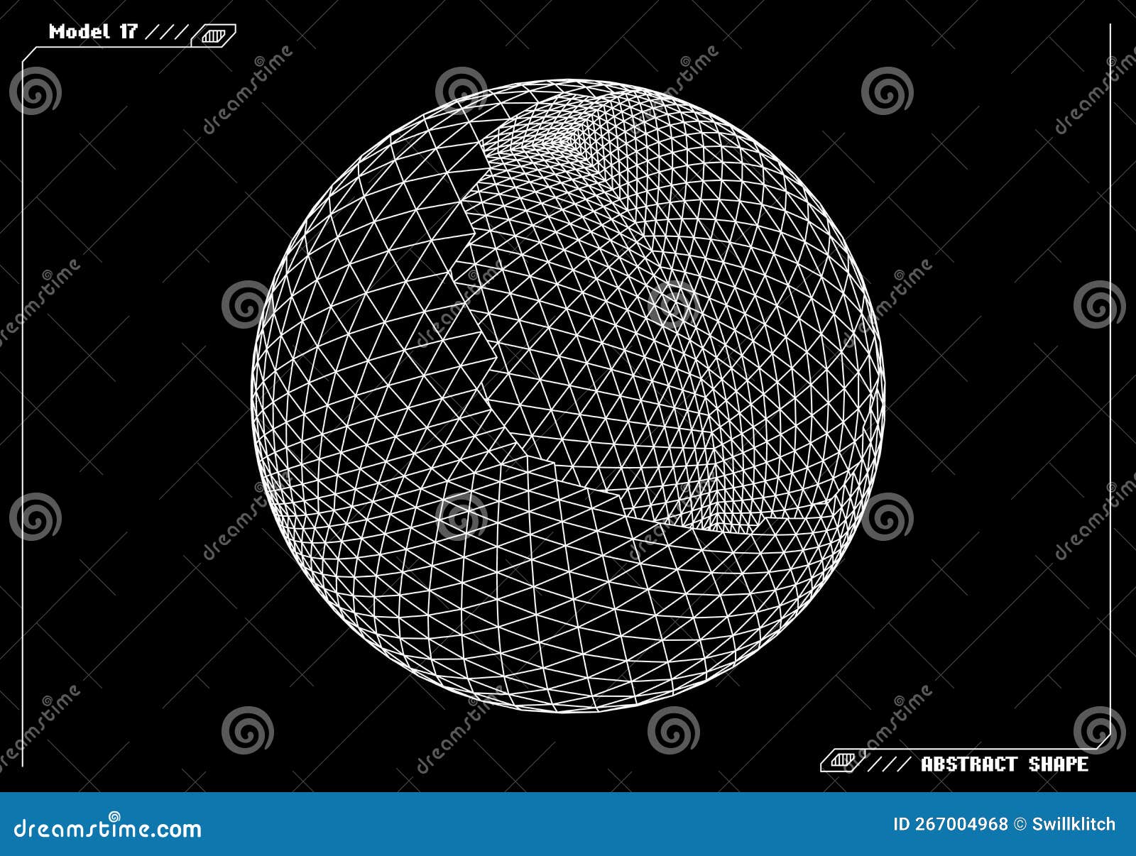 Abstract 3d Wireframe Shape or Basic Element with Open Edge. Science ...